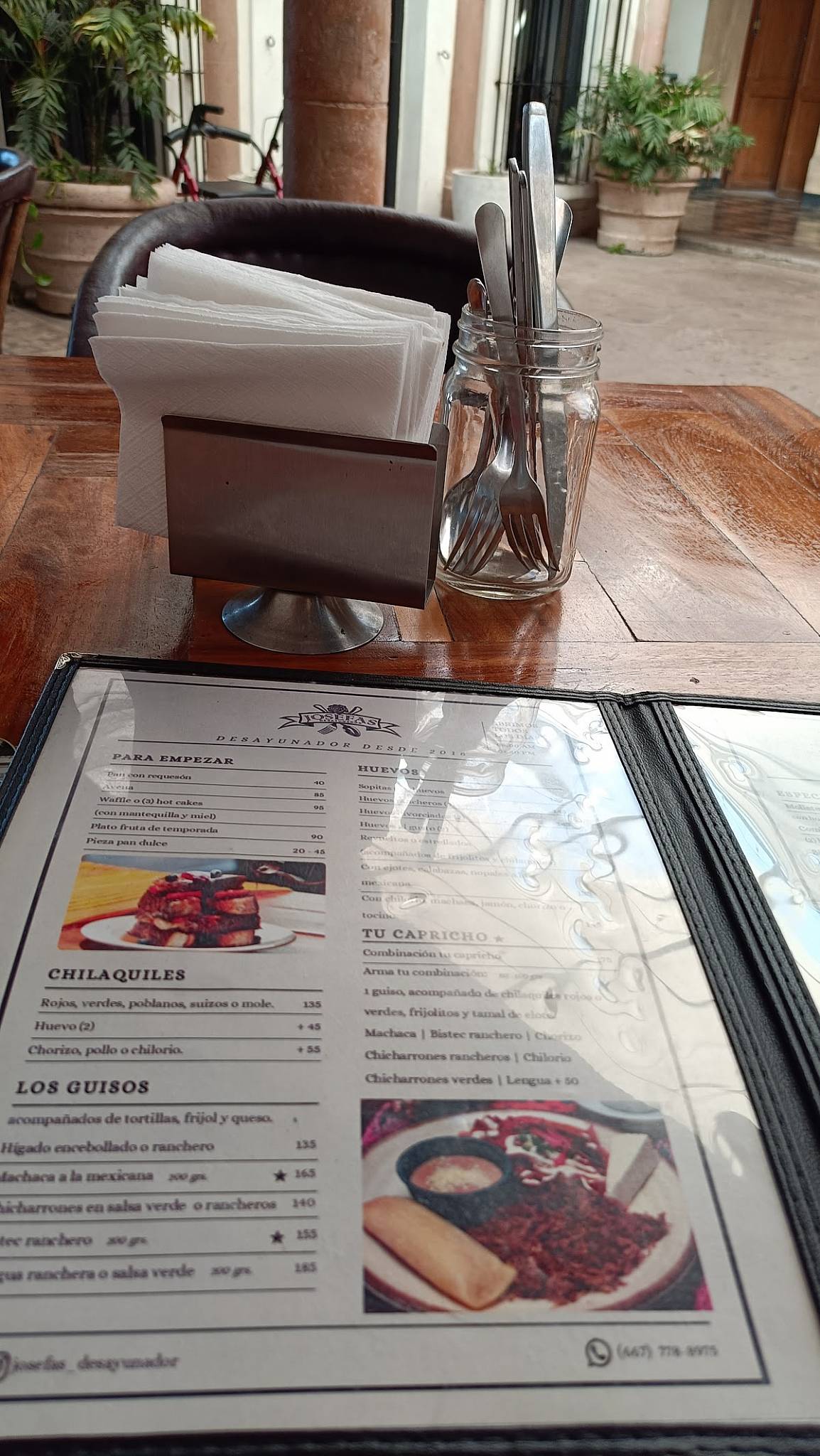 Carta del restaurante Josefa's desayunador, Culiacán Rosales