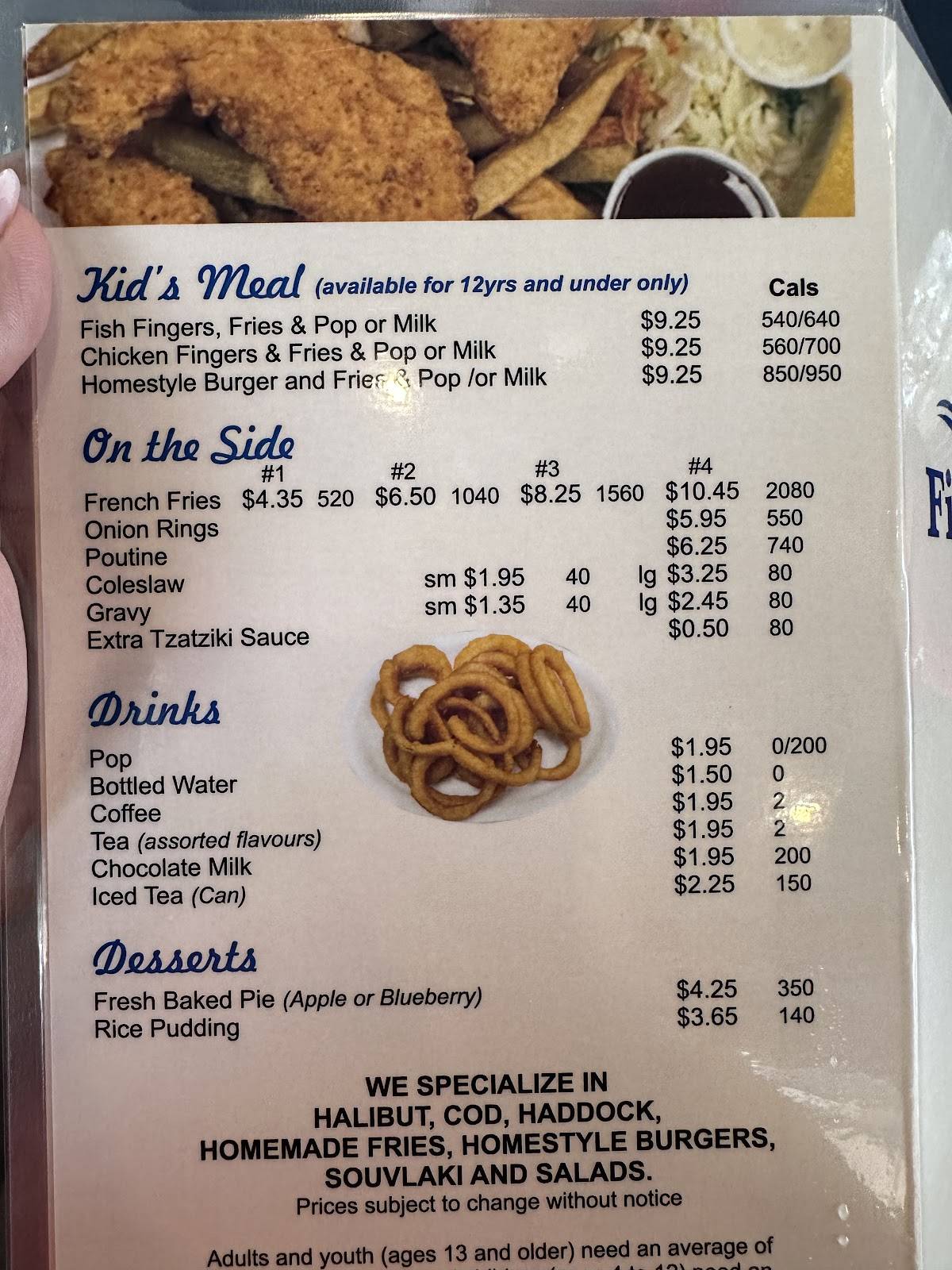 Menu at Joy's Fish & Chips restaurant, Whitchurch-Stouffville