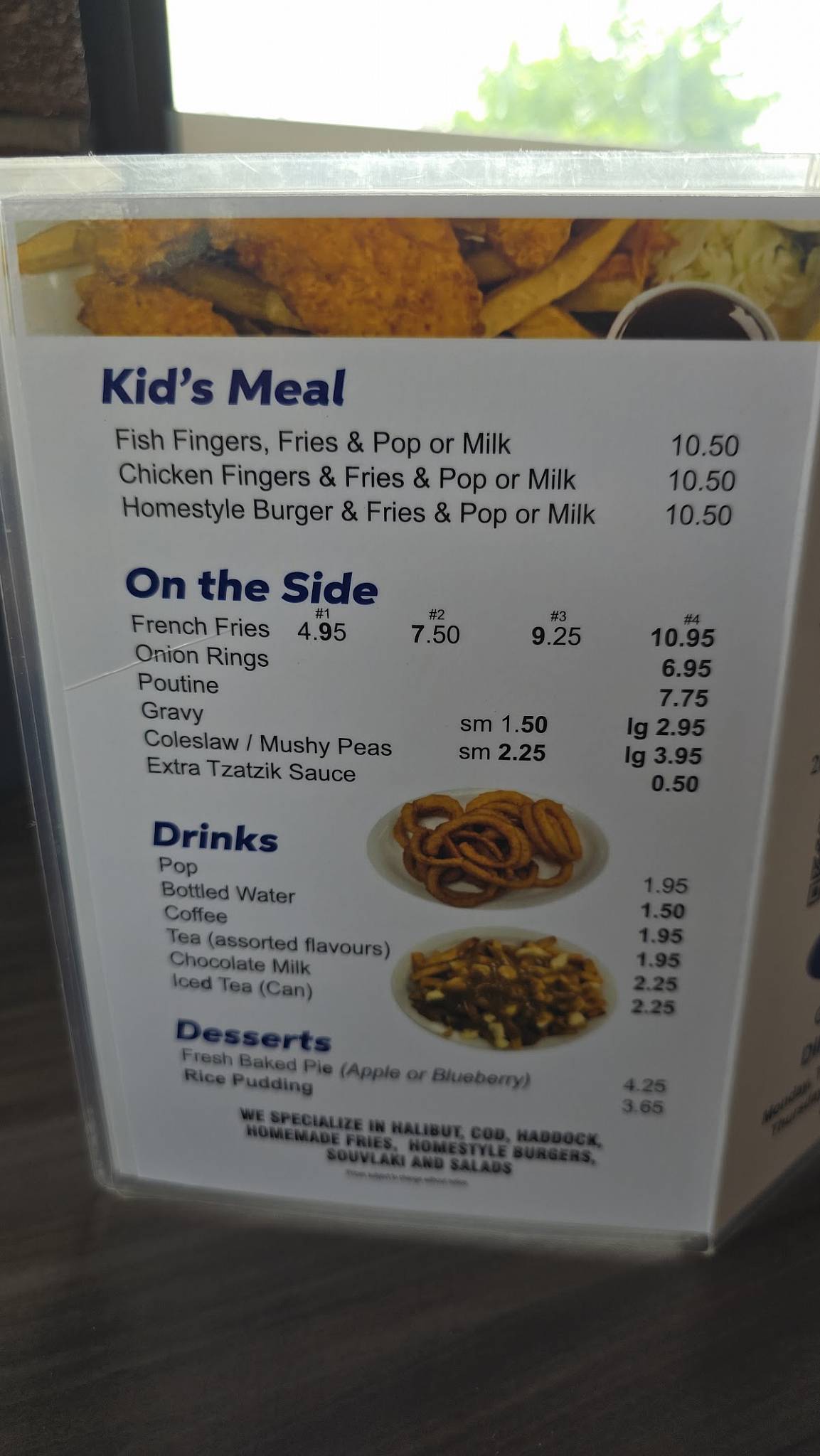 Menu at Joy's Fish & Chips restaurant, Whitchurch-Stouffville