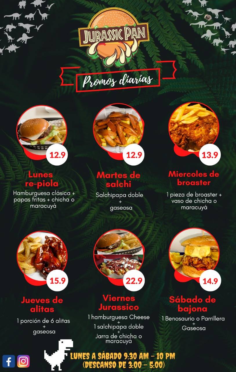 Carta del restaurante Jurassic Pan, Pueblo Libre, Av Antonio José del ...