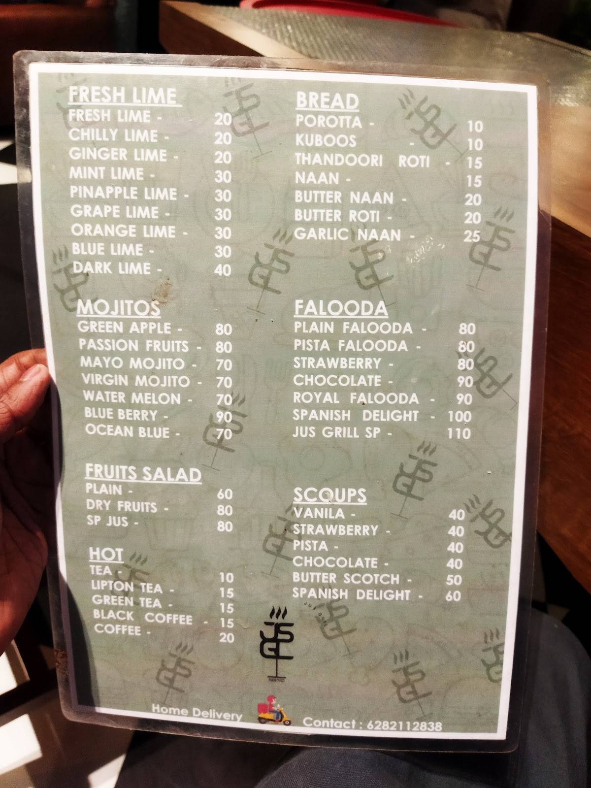 Menu at Jus Gril Restro, Ponmundam