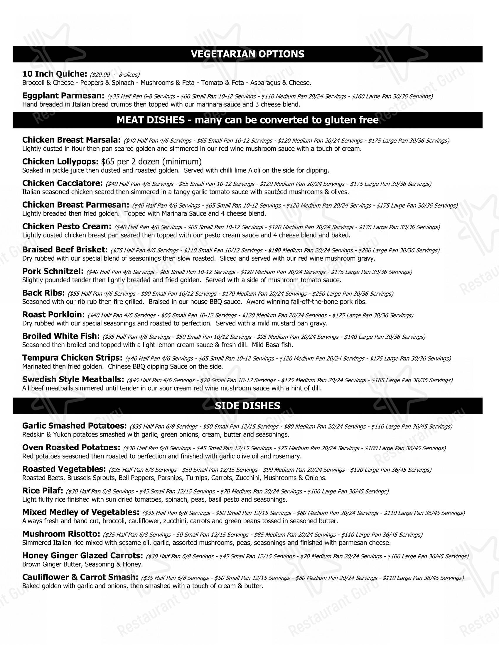 Menu at Just Jeff's Gourmet Express restaurant, Windsor