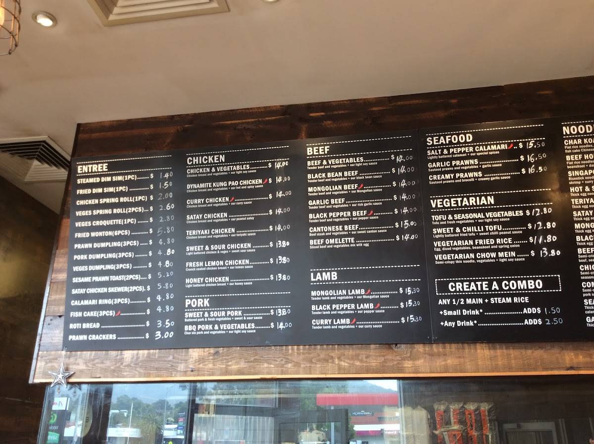 Menu at Just Wok fast food, Boronia