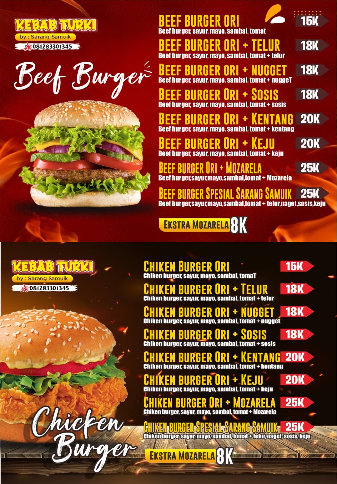 Menu at KEBAB TURKI & SARANG SAMUIK CAFE, Indonesia