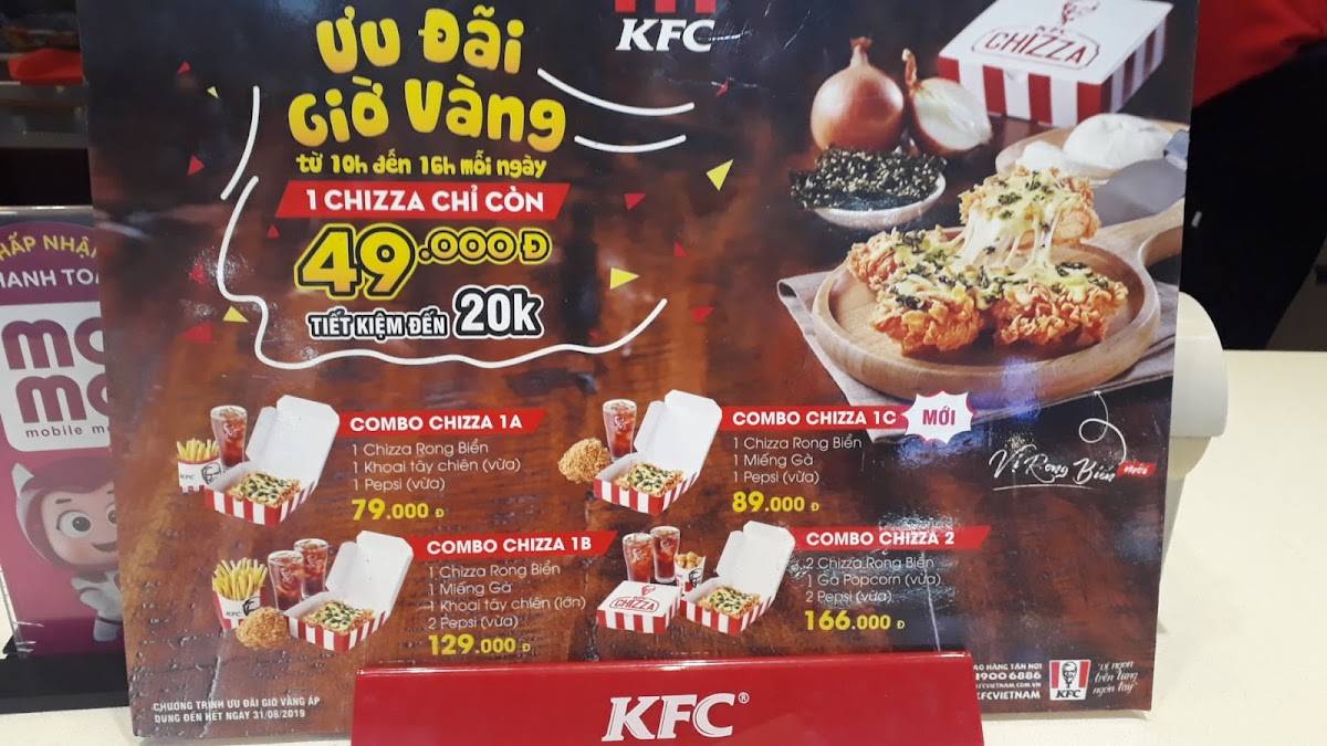 Menu at KFC restaurant, Hanoi, Kiosk 8