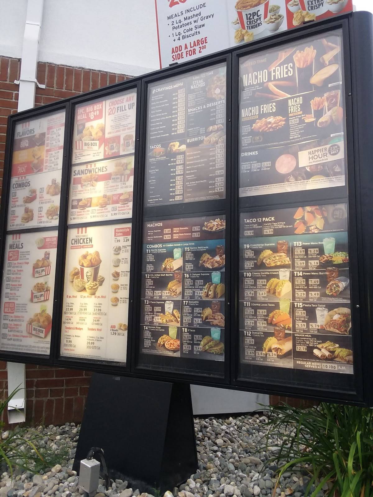 Menu at KFC fast food, Lebanon, 197 S Main St