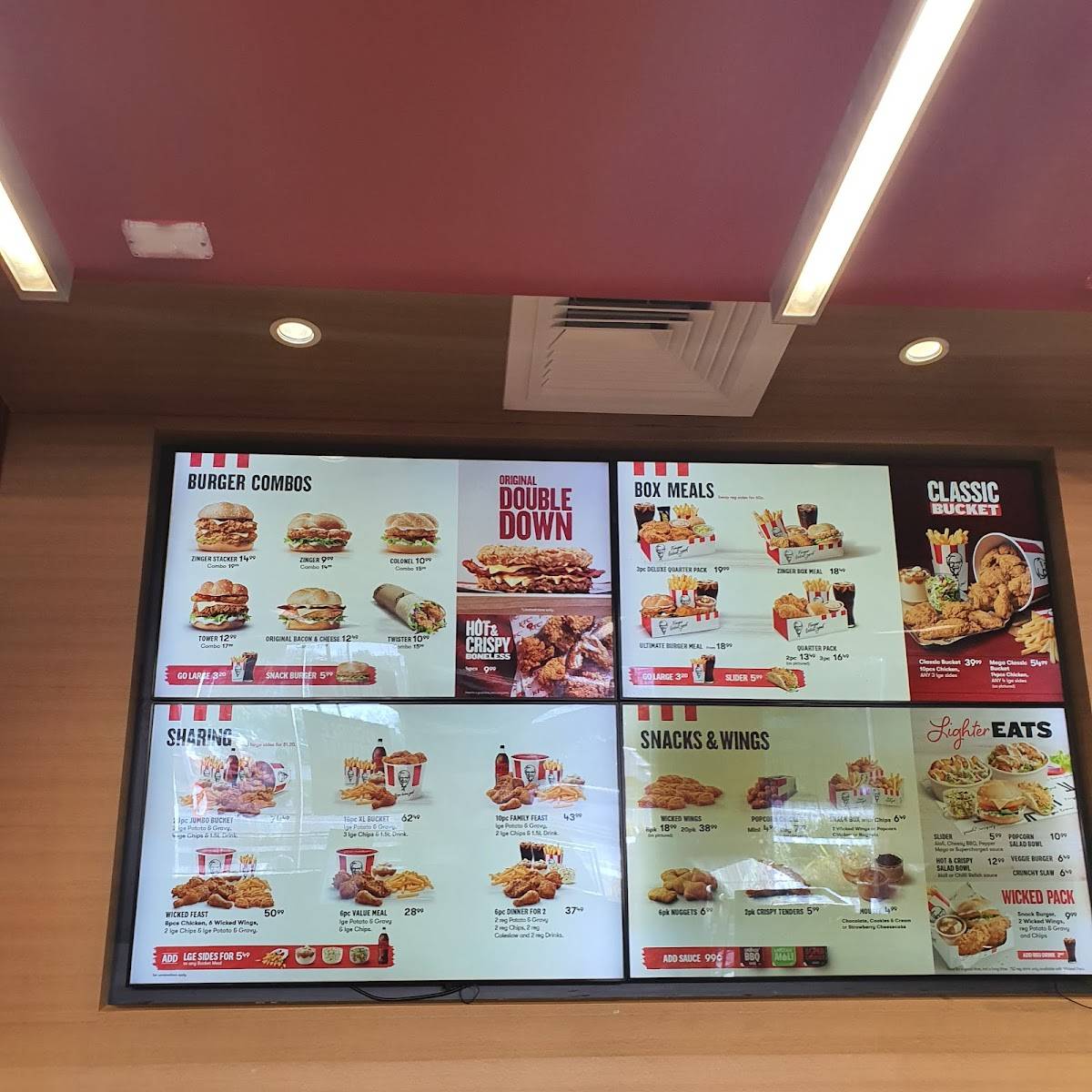 Menu at KFC Papanui fast food, Christchurch, 477 Papanui Rd