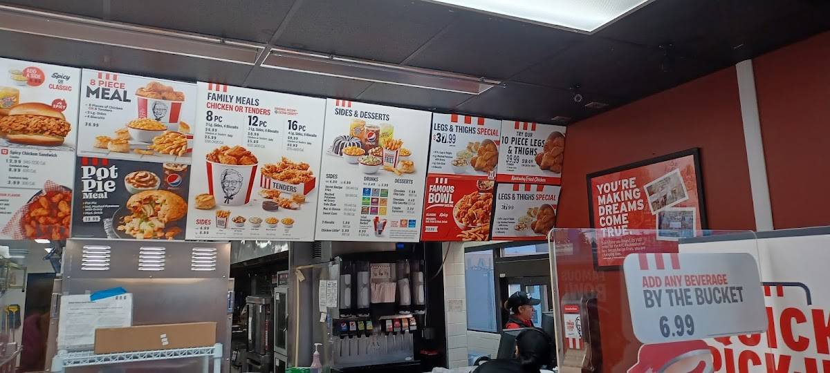 Menu at KFC fast food, Seattle, Aurora Ave N