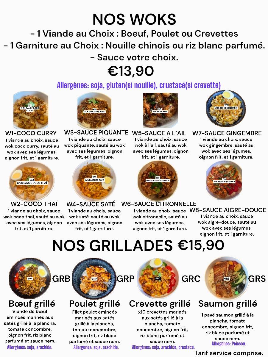 Menu au KHMER WOK restaurant, Onzain