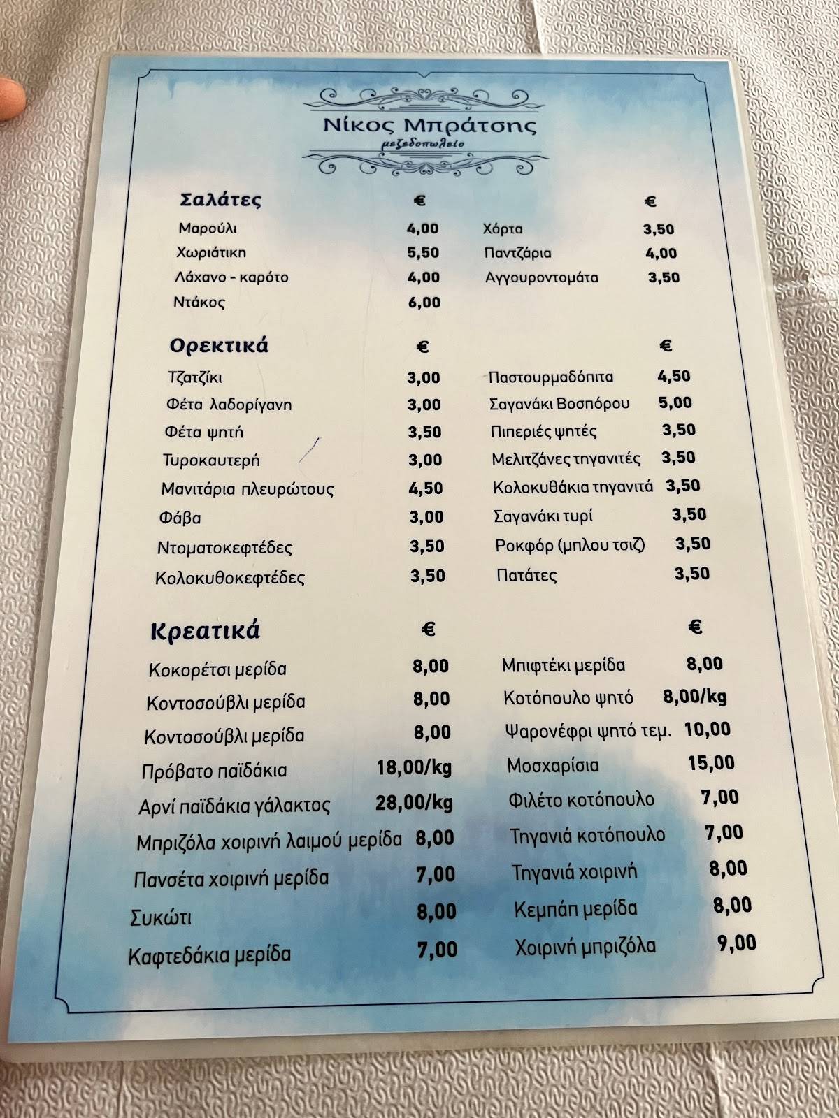 Menu at Καφενείο Braci Niko "Τα Φιλαράκια Της Δροπολης", Egaleo