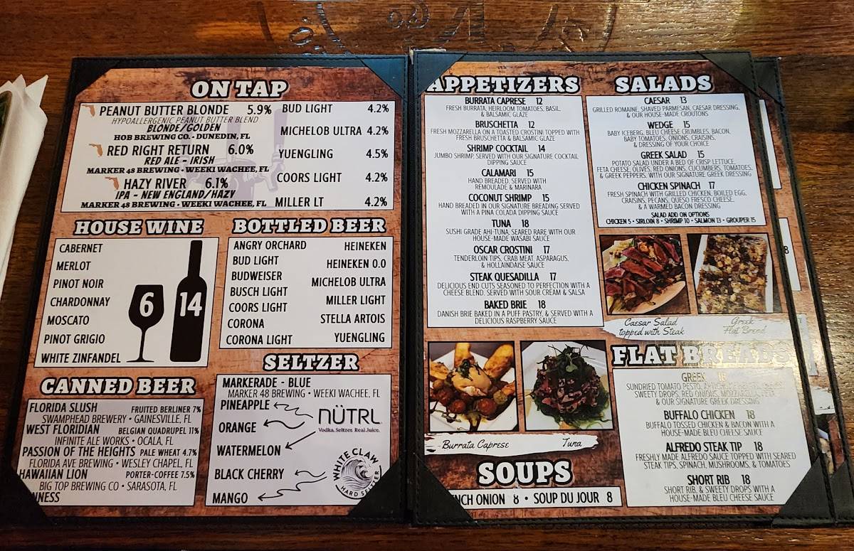 Menu at Kane's Cattle Co. steakhouse, Crystal River
