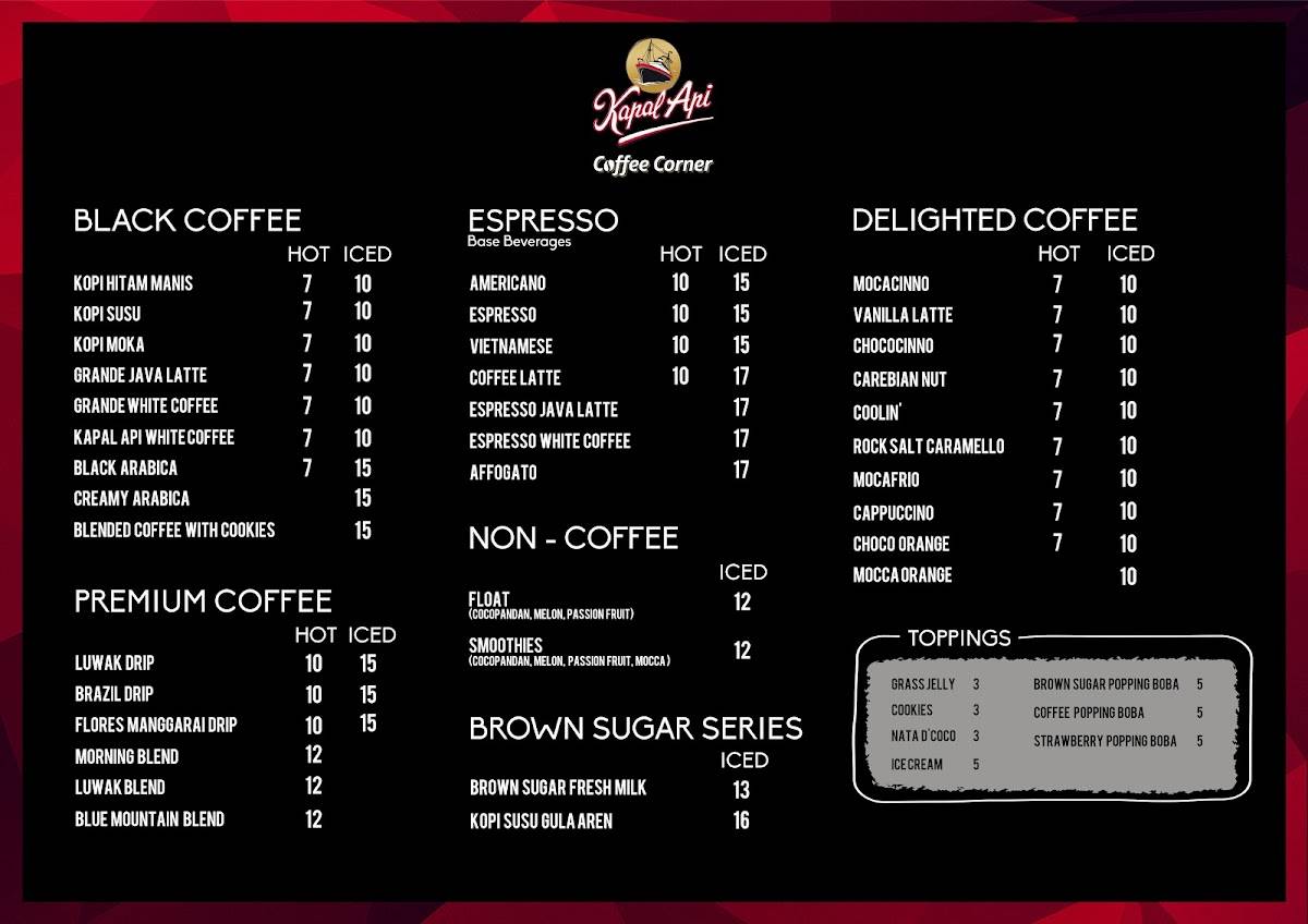 Menu at Kapal Api Coffee Corner - MNC Plaza, Central Jakarta