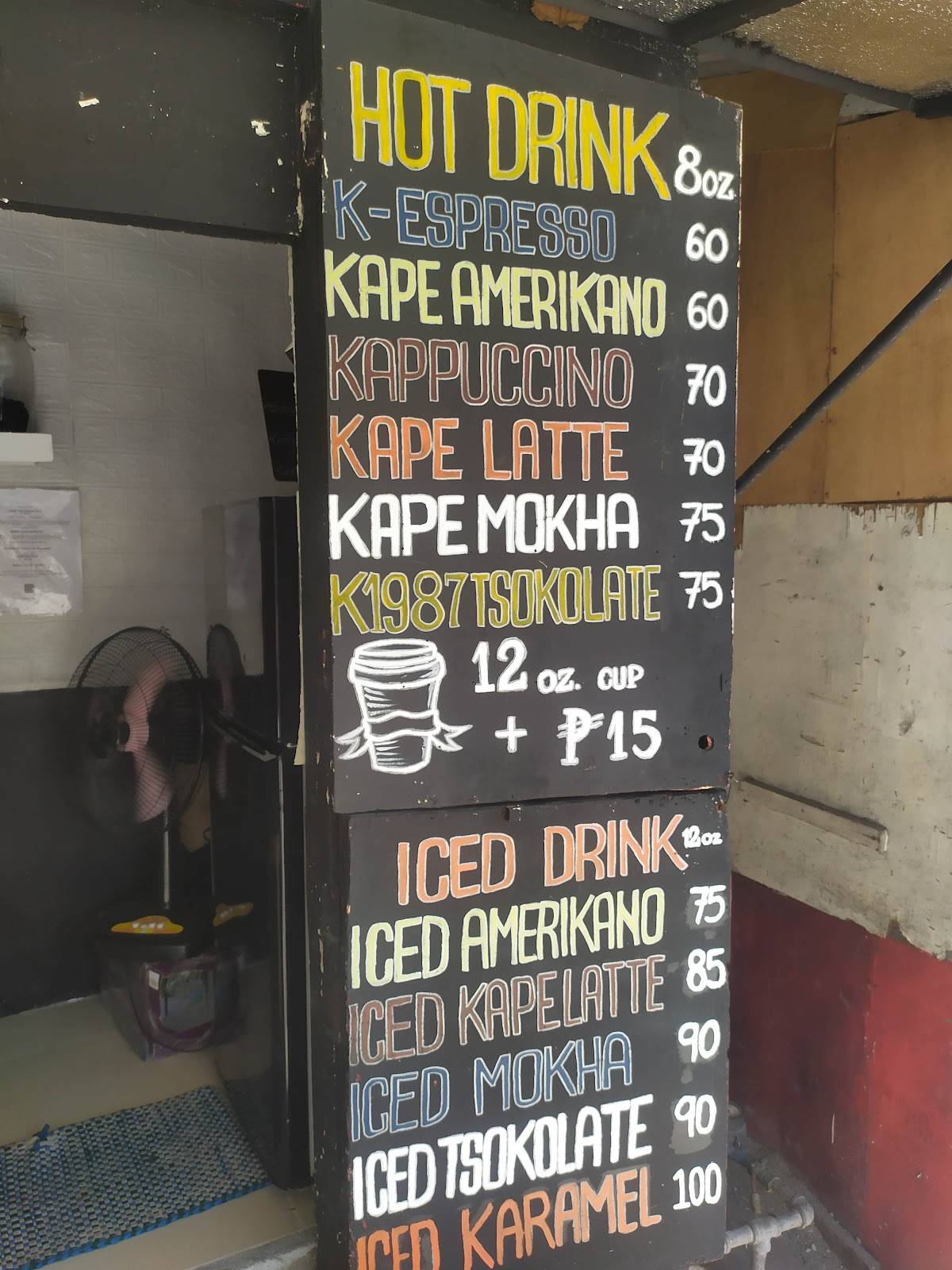Menu at Kape 1987, Manila