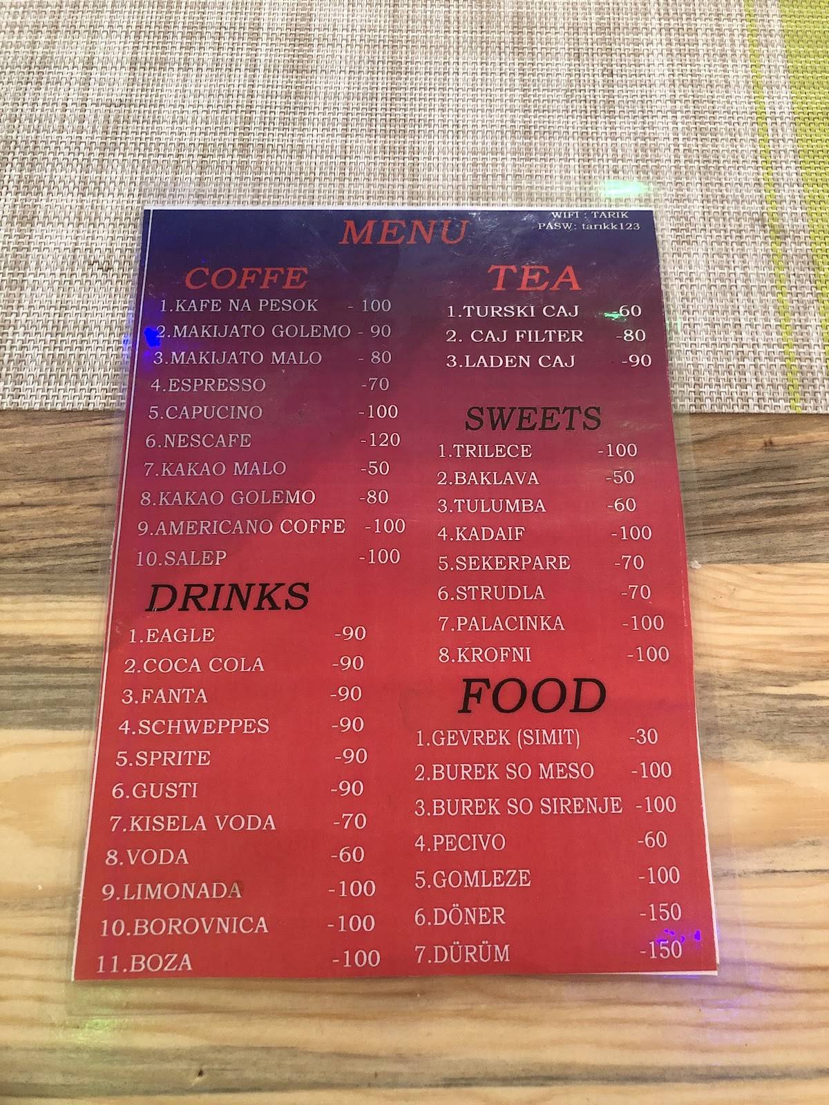 Menu au Karaaslan - Baklava & Simit restaurant, Ohrid