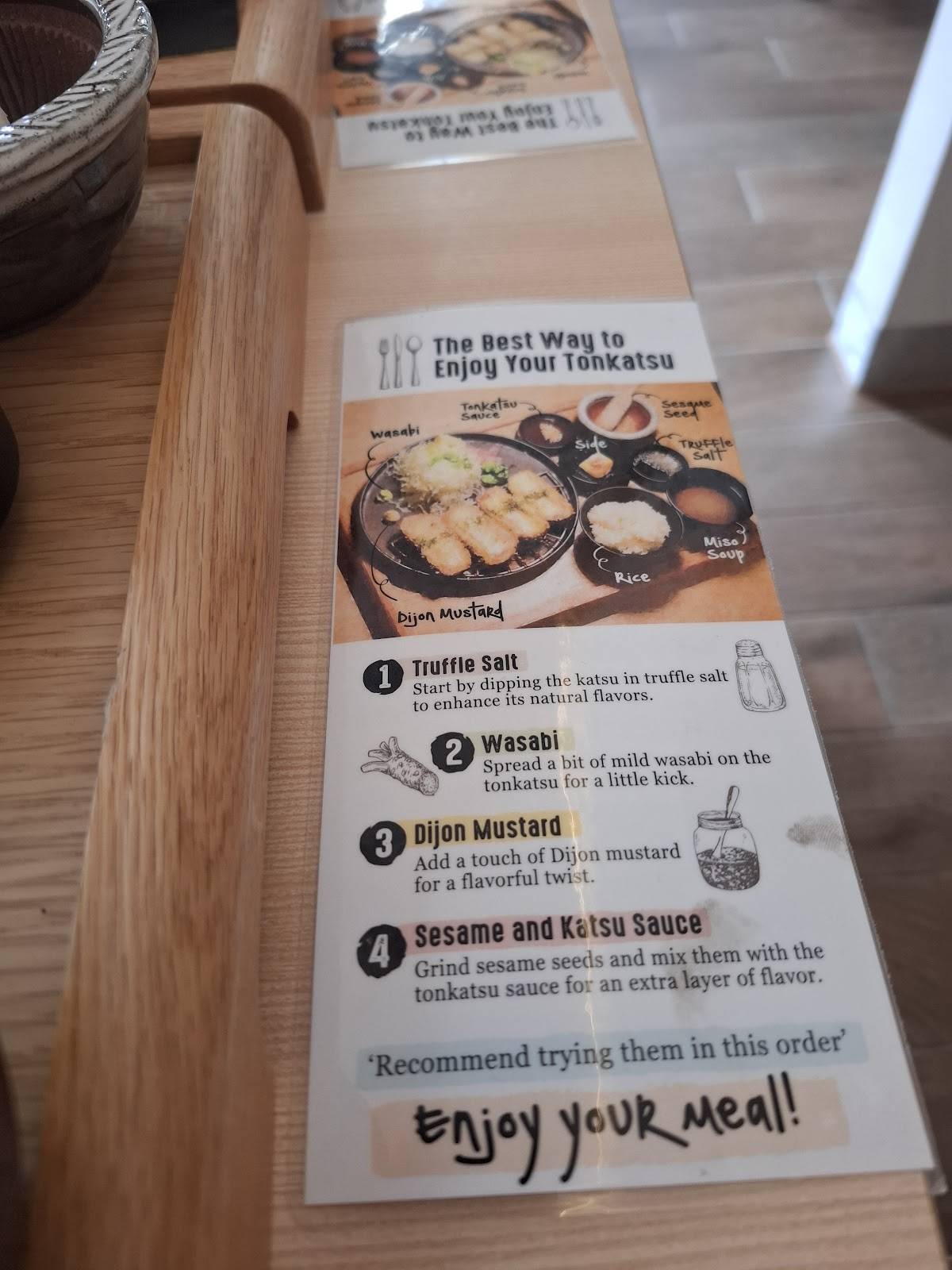 Menu at Katsuhon restaurant, Melbourne