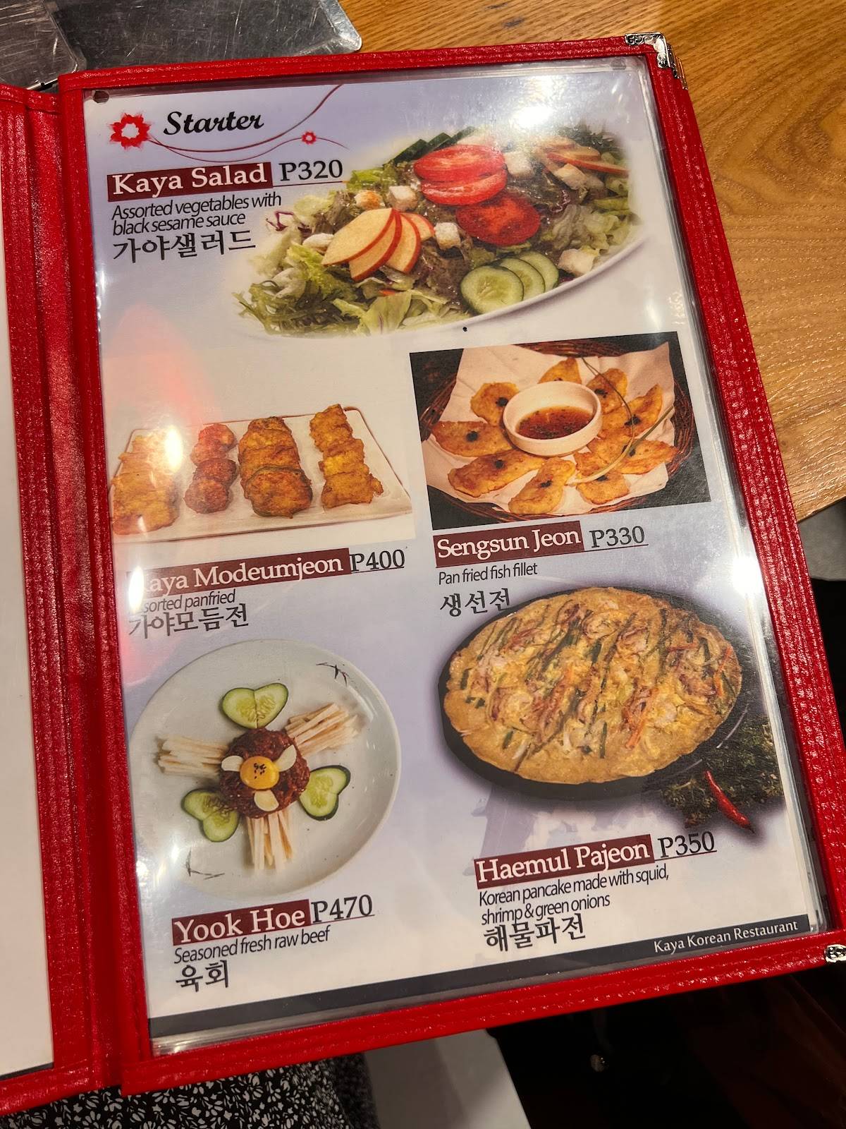 Menu at Kaya Korean Restaurant- Bonifacio Stopover, Taguig