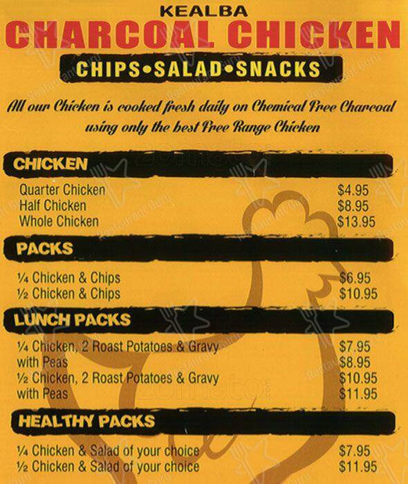Menu at Kealba Charcoal Chicken restaurant, Kealba