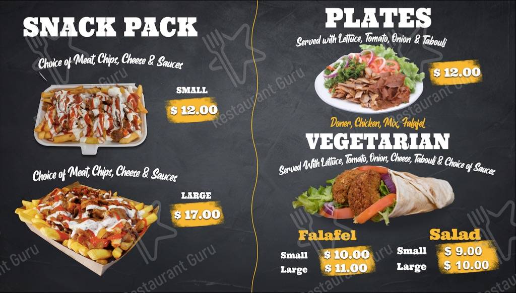 Menu at Kebab Zone Nambour restaurant, Nambour