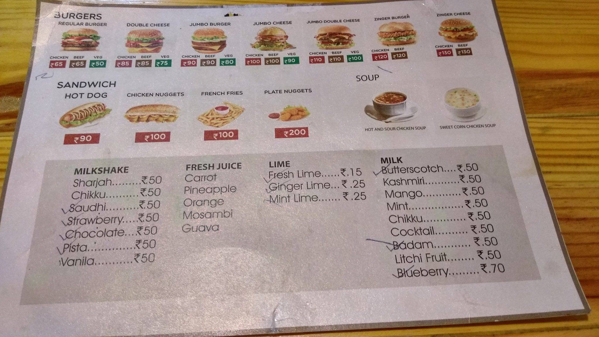 Menu at Kechery, Eranellur