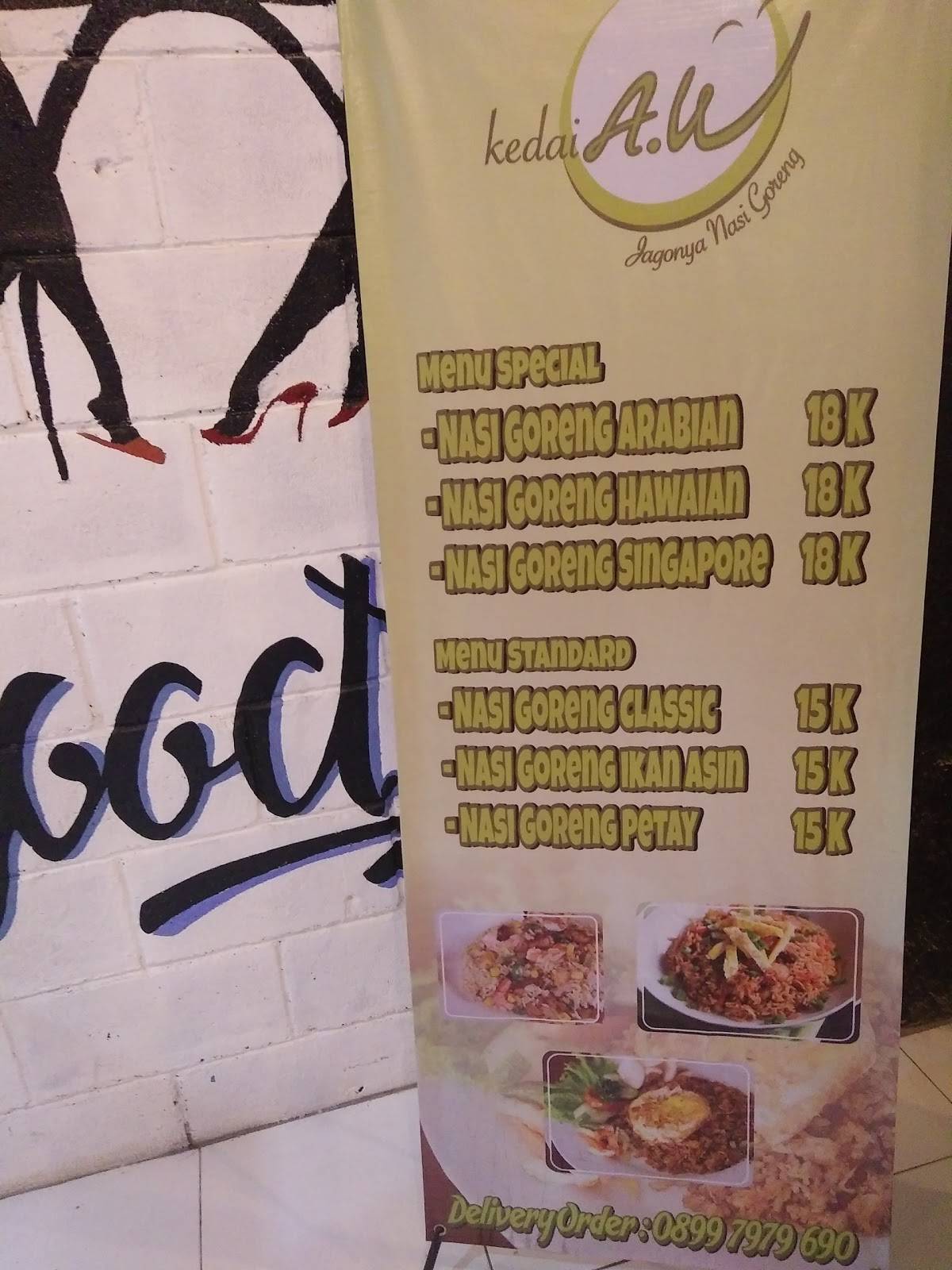 Menu at Kedai A.W cafeteria, Bandung
