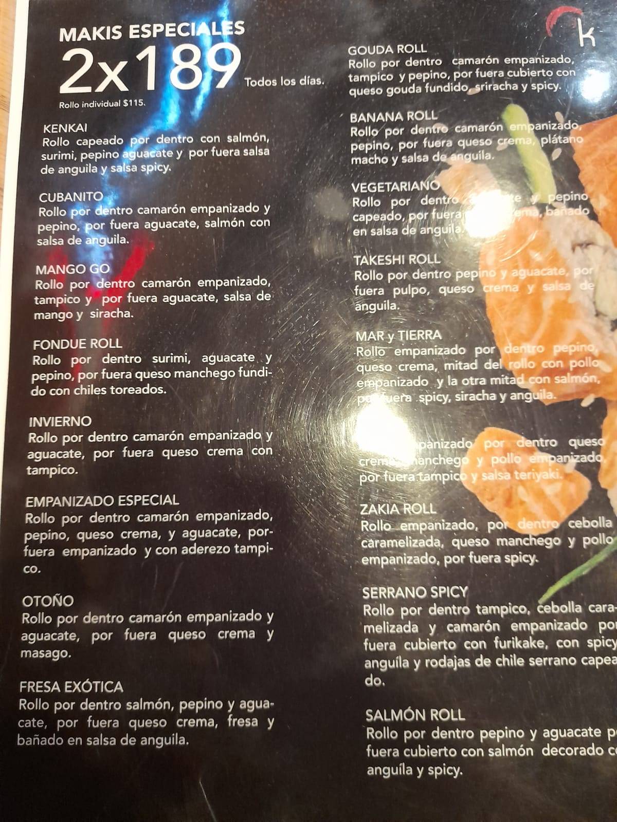 Carta del restaurante Kenkai Sushi & Ramen, Santiago del Querétaro