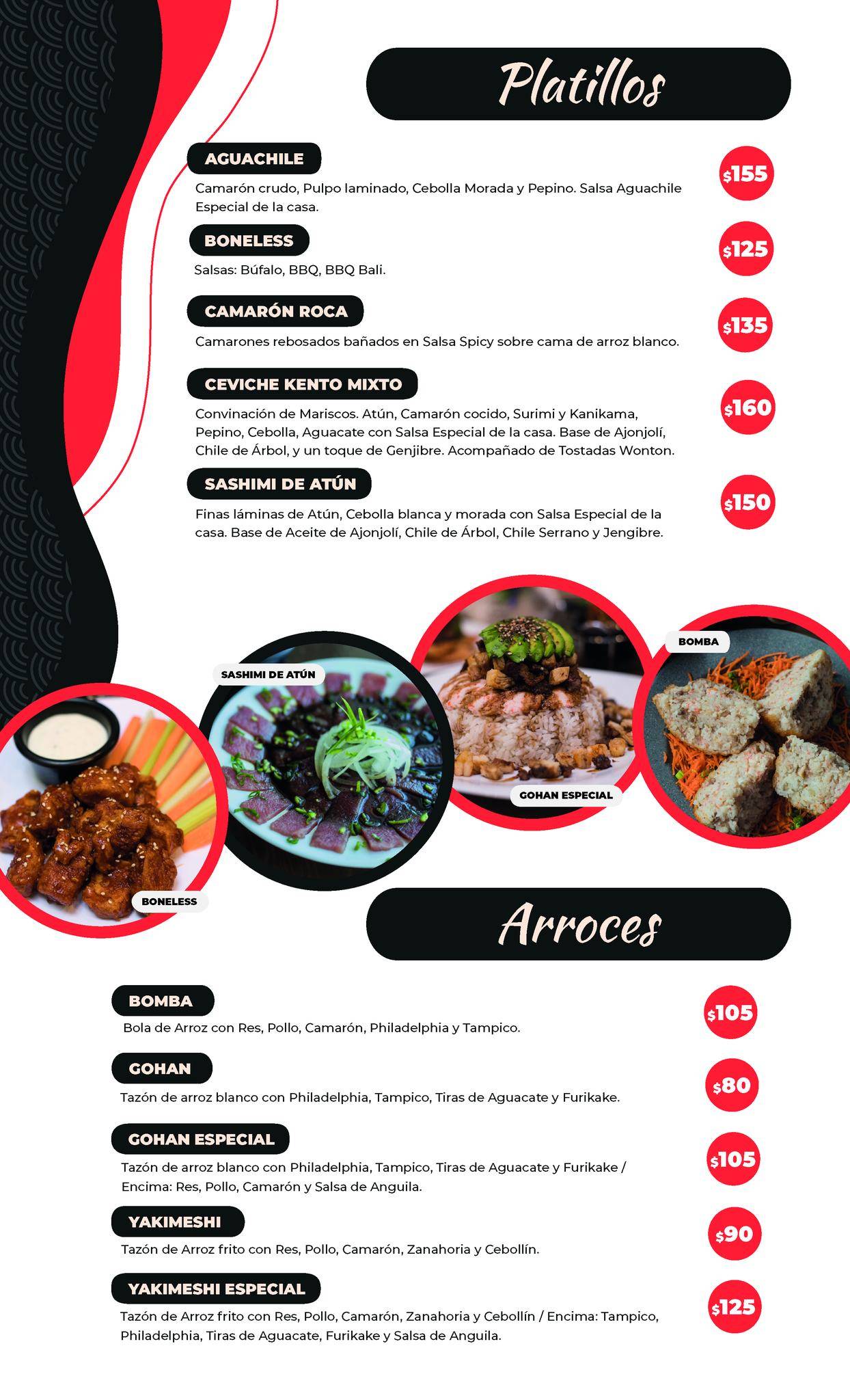 Carta del restaurante KENTO IN SUSHI, Culiacán Rosales, Blvd. Sendero ...