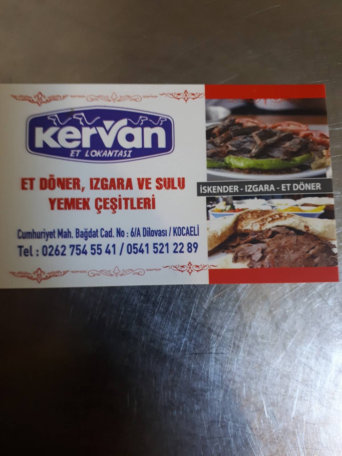 Menu at Kervan et lokantasi dilovasi, Dilovası