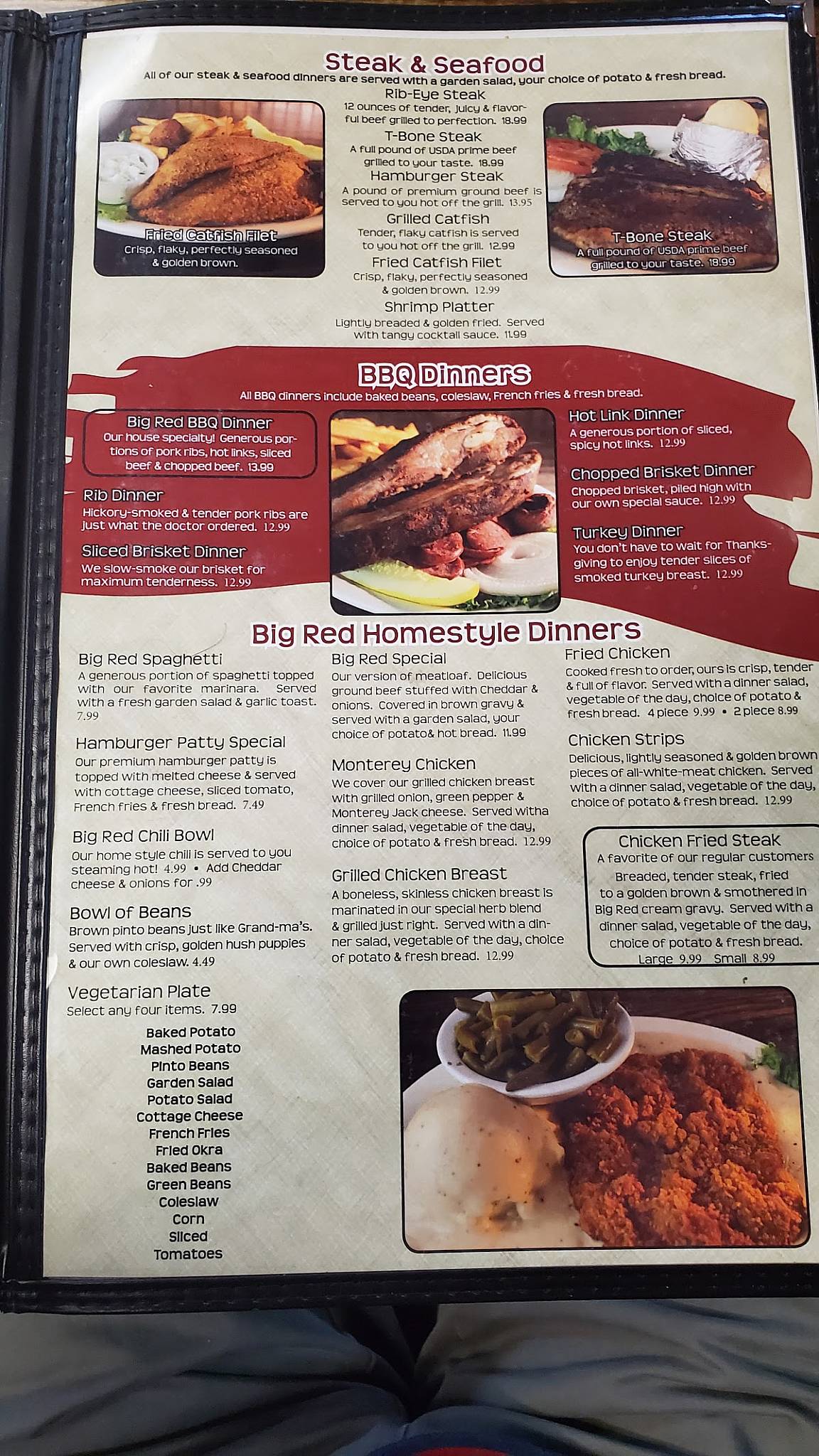 Menu at Big Red Restaurant, Park Hill