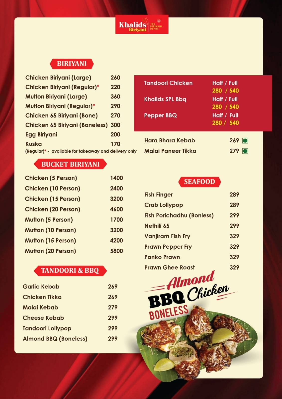 Menu at Khalids Biriyani Perumbakkam, Chennai, Shop 1