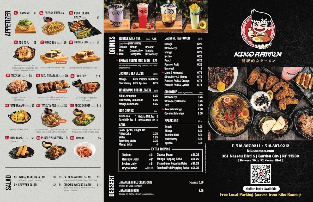 Carta del restaurante Kiko Ramen, Garden City, 361 Nassau Blvd S