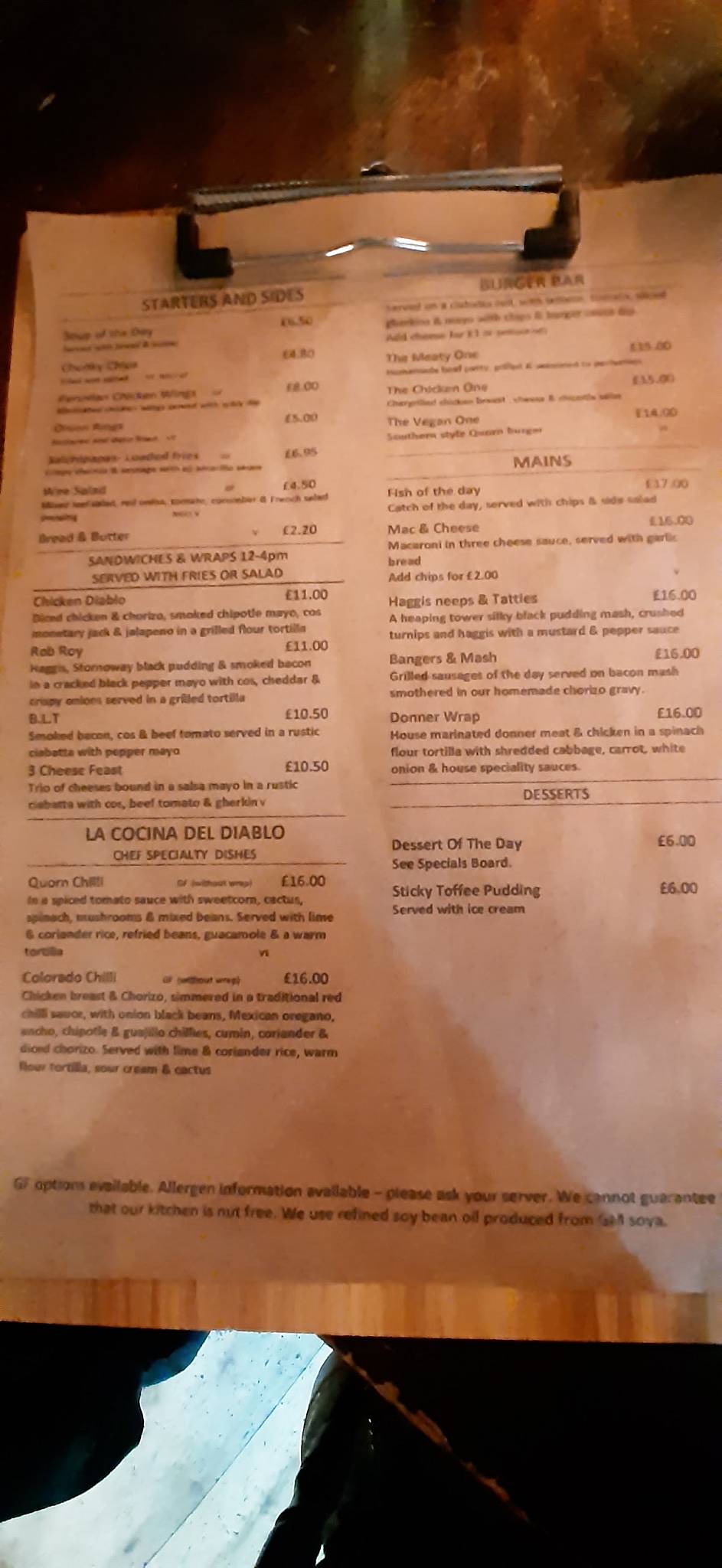 Menu at Kilderkin pub & bar, Edinburgh
