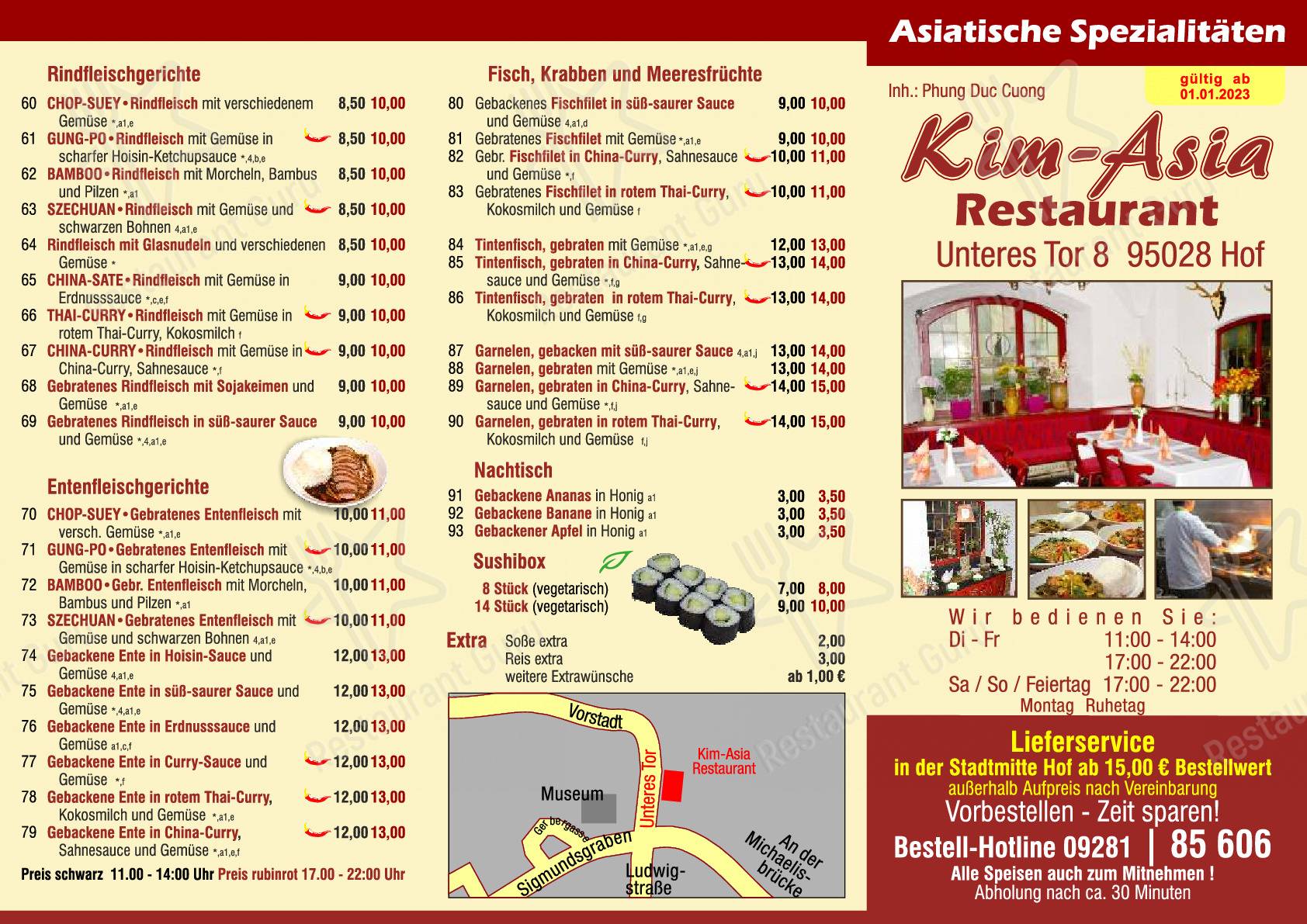 Speisekarte von Kim Asia Restaurant, Hof