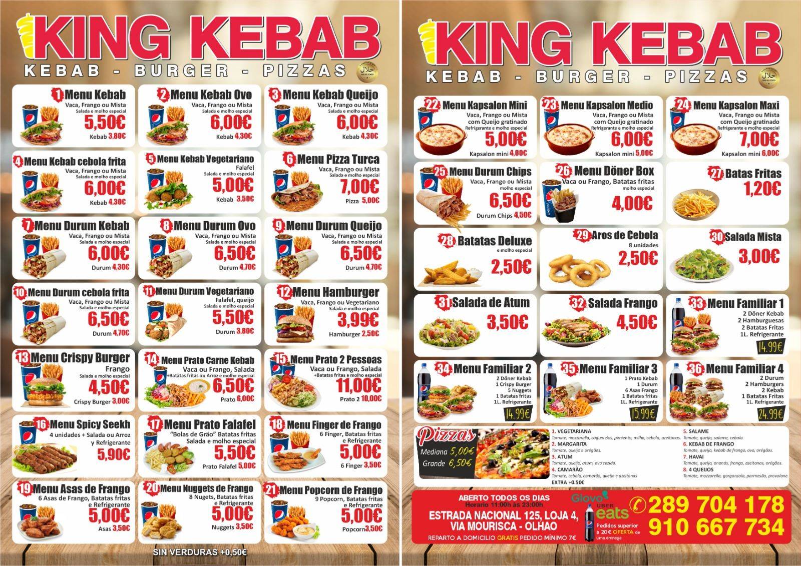 Menu em King Doner Kebab Halal Food restaurante, Olhão