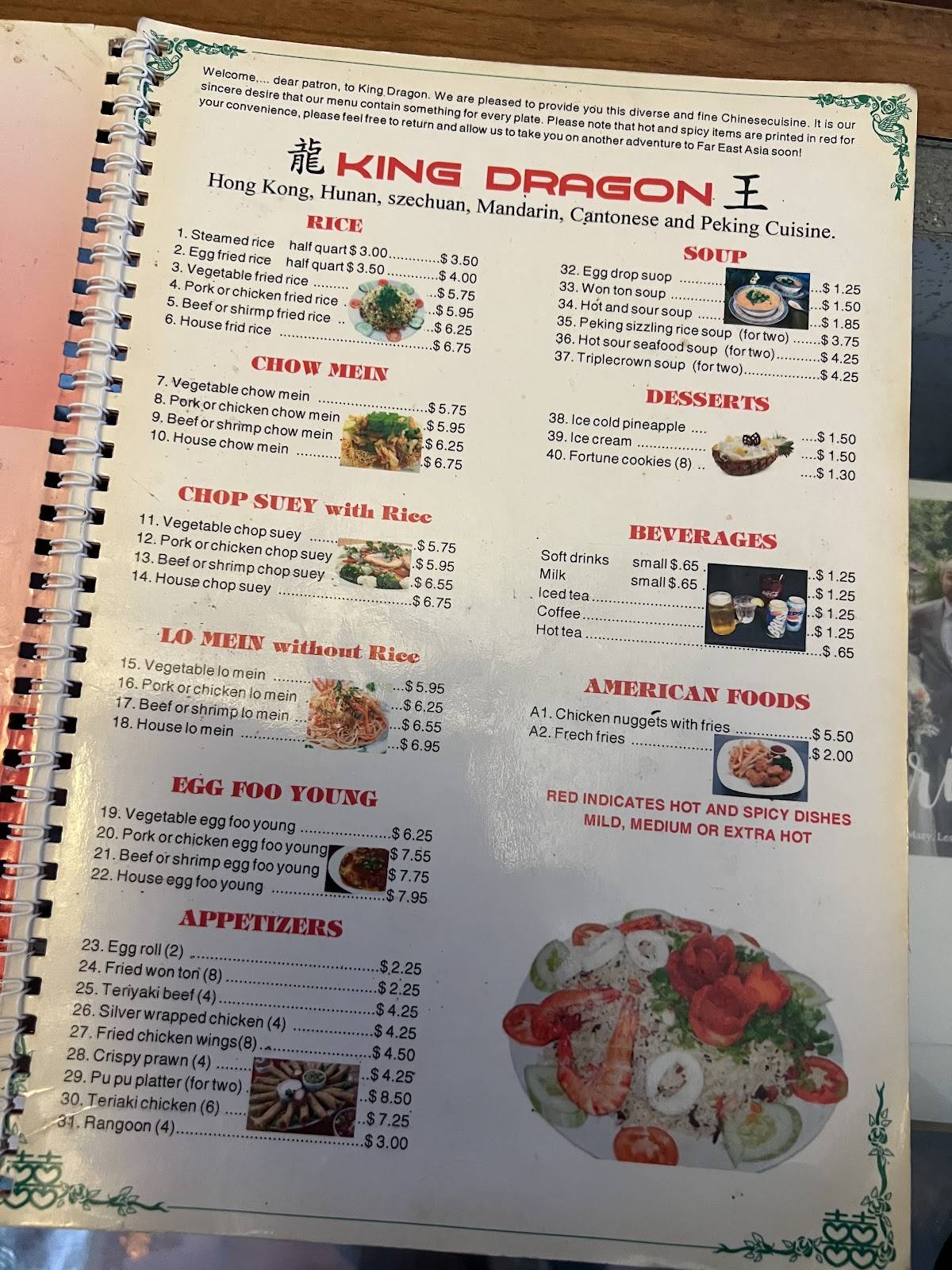 Menu at King Dragon Chinese Restaurant, Yankton
