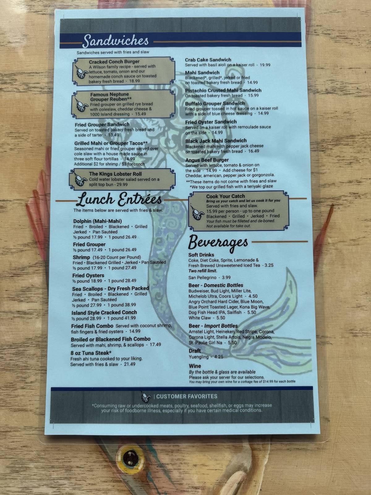 Menu at King Neptune Restaurant, Stuart