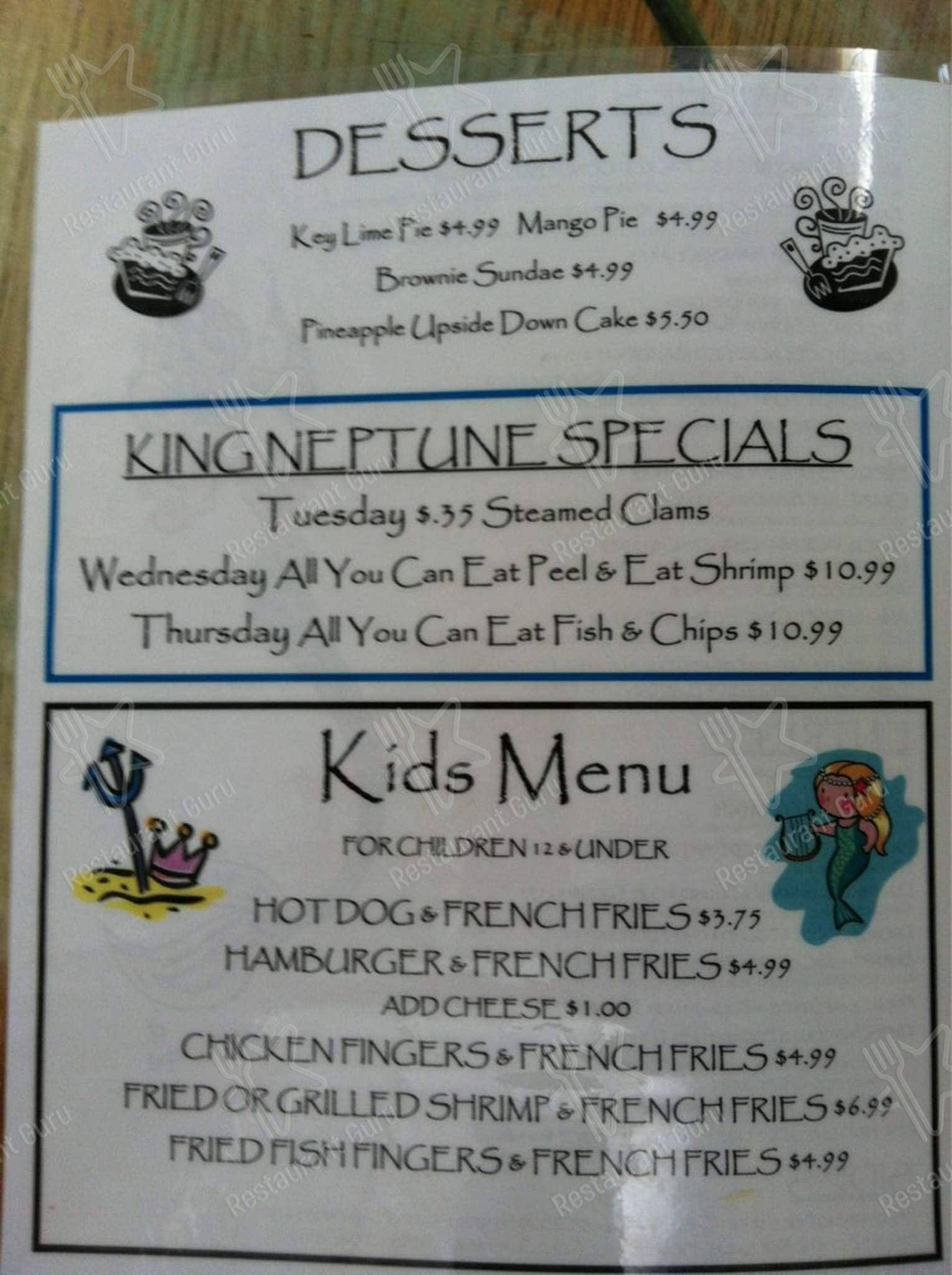 Menu at King Neptune Restaurant, Stuart