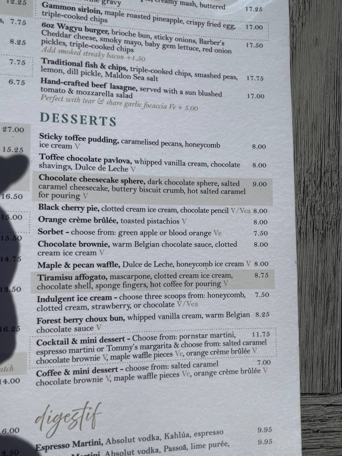 Menu at Kingfisher on the Quay pub & bar, Camberley