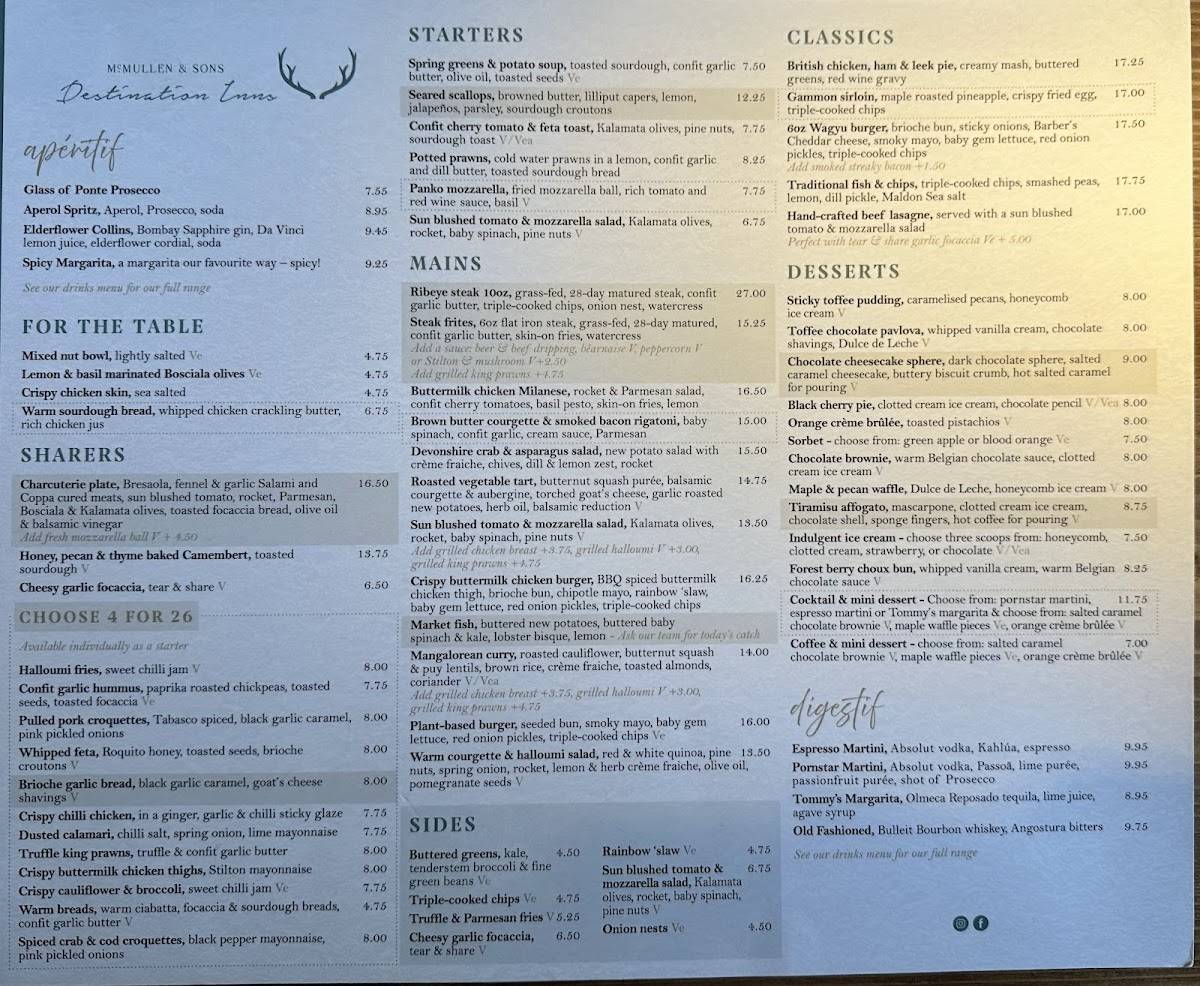 Menu at Kingfisher on the Quay pub & bar, Camberley