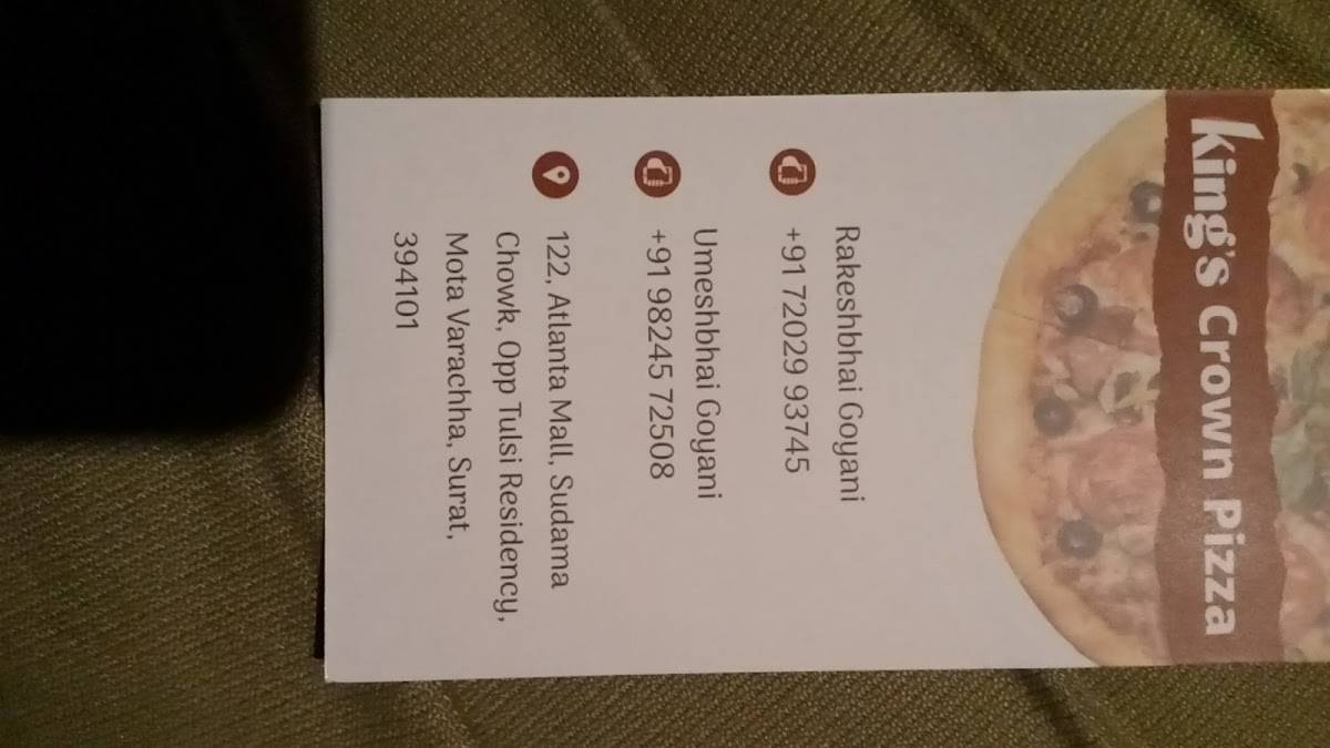 Menu at King's Crown Pizza, Surat