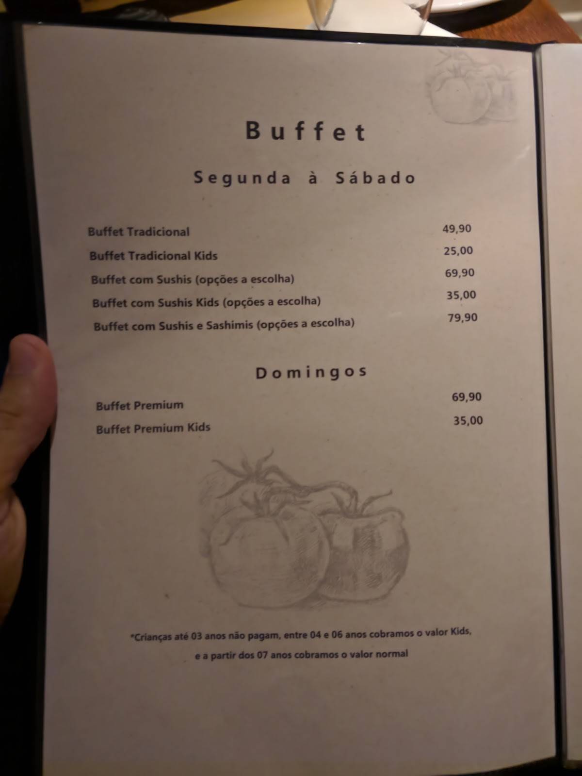 Menu at Kitaro restaurant, São Luís