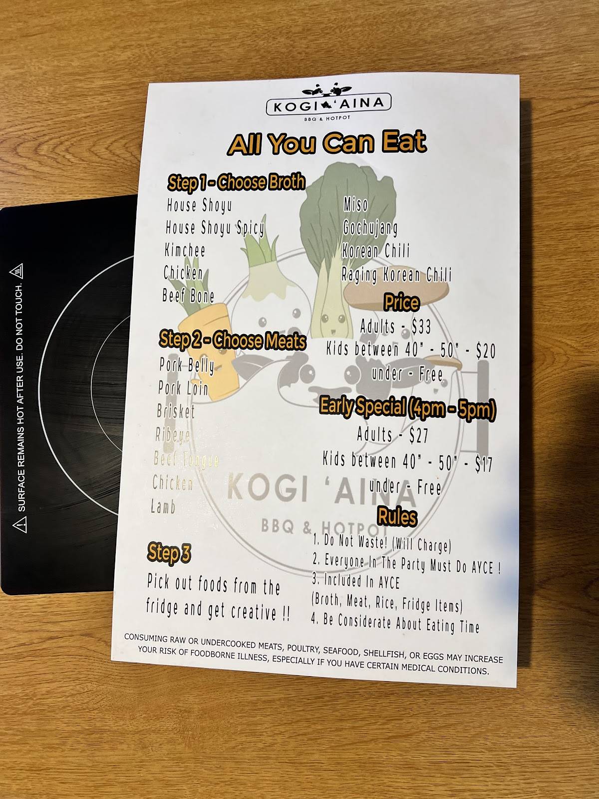 Menu at Kogi Aina BBQ, Kaneohe