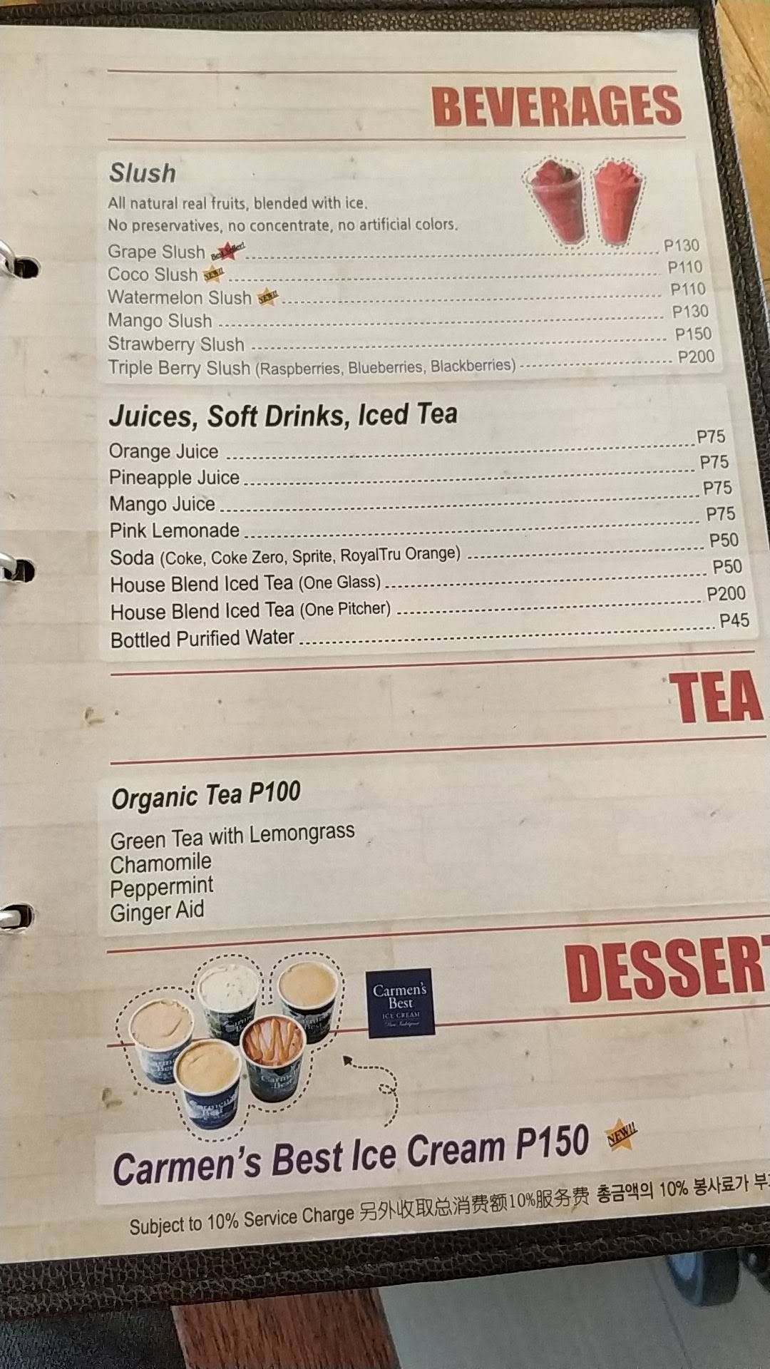 Menu at Koko Buri restaurant, Mabalacat, Berthapil III