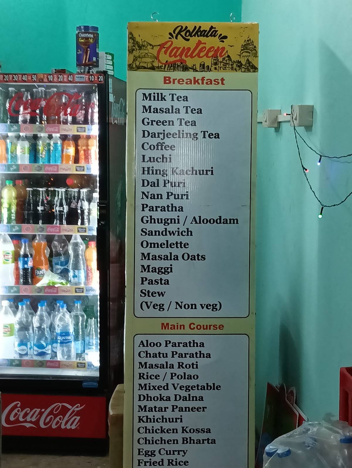 Menu at Kolkata Canteen, Kolkata