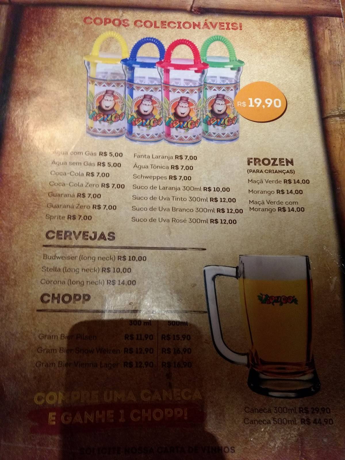 Menu em Kongo Pizzaria Temática, Gramado