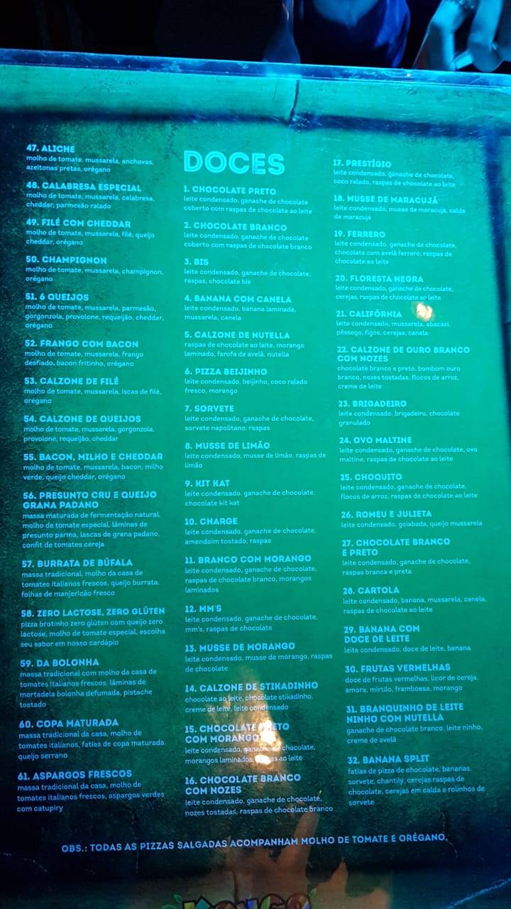 Menu em Kongo Pizzaria Temática, Gramado