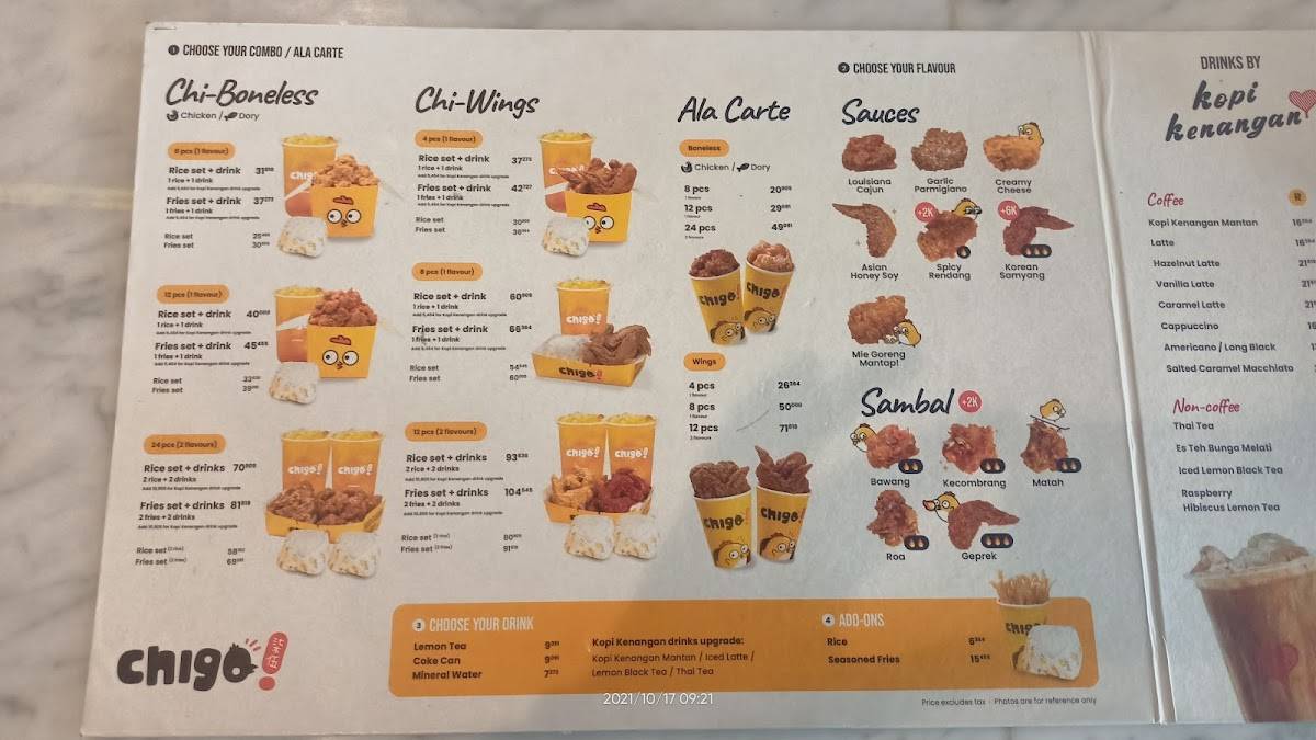 Carta del restaurante Kopi Kenangan X Chigo x Flip Burger - Ruko Kota ...