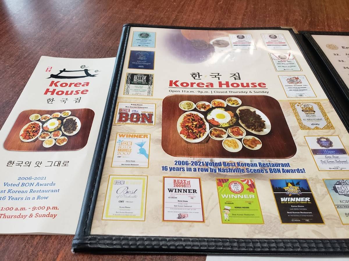 Menu at Korea House Restaurant, Nashville