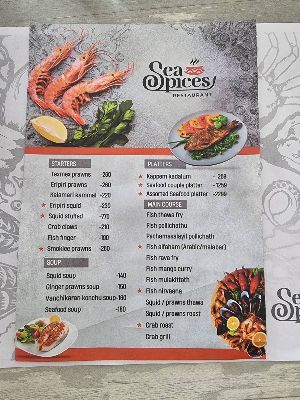 Menu at Sea Spices, Kozhikode