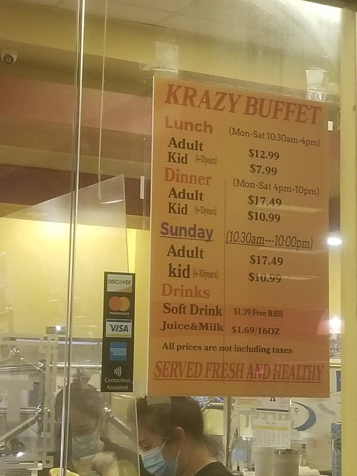 Menu at Krazy Buffet restaurant, Las Vegas, W Sahara Ave