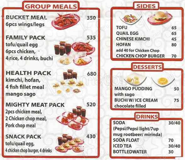 Menu at Kung Fu Chicken restaurant, Quezon City, Del Monte Ave